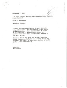 Memorandum from Mark H. McCormack to Ian Todd, Hughes Norton, Hans ...