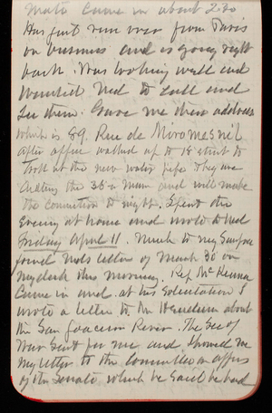 Thomas Lincoln Casey Notebook, February 1890-April 1890, 78, mate came ...