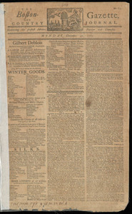 The Boston-Gazette, and Country Journal, 30 December 1771 - Digital ...