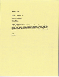 Memorandum from Judy A. Chilcote to Arthur J. Lafave - Digital Commonwealth