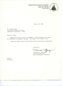 Correspondence: Letter from Catherine A. Offinger (WHOI - Research ...