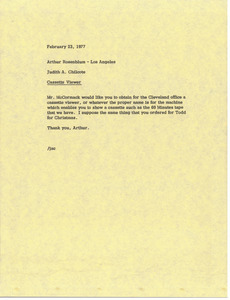 Letter from Judy A. Chilcote to Arthur Rosenblum - Digital Commonwealth