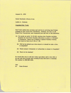 Memorandum from Judy A. Chilcote to Dusty Murdock and Karen Arwe ...