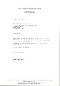 Letter from Mark H. McCormack to Barry N. A. Weatherill - Digital ...