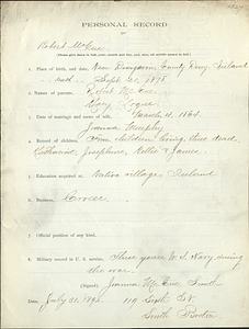 Personal record of Robert McCue (1327) - Digital Commonwealth