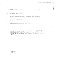 Memorandum from Mark H. McCormack to Arthur Rosenblum, Phil Pilley, and ...