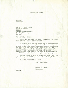Letter from President Donald C. Stone to R. William Jones (January 22 ...