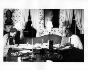 Nina Fletcher Little and Bertram K. Little working on "American ...