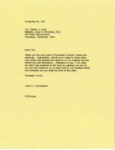 Letter from Mark H. McCormack to Calvin L. Loop - Digital Commonwealth