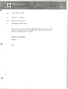 Memorandum from Mark H. McCormack to Arthur J. Lafave - Digital ...