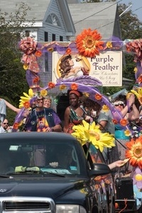 Purple Feather chocolate shop float in the parade : Provincetown ...