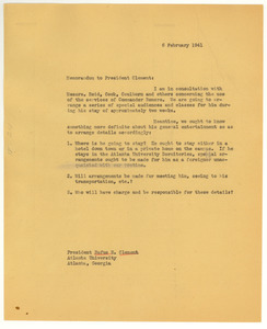 Memorandum from W. E. B. Du Bois to Rufus E. Clement - Digital Commonwealth