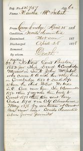 Tewksbury Almshouse Intake Record: McIntosh, Martha - Digital Commonwealth