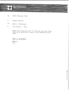 Memorandum Mark H. McCormack to Hughes Norton - Digital Commonwealth