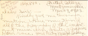 Letter from J. R. Dabney to W. E. B. Du Bois - Digital Commonwealth