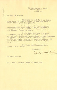 Letter from Essie Robeson to W. E. B. Du Bois - Digital Commonwealth