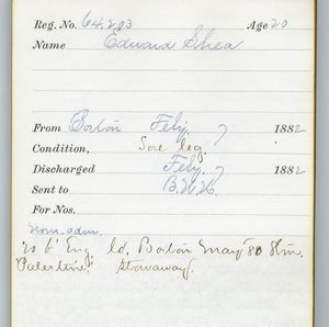 Tewksbury Almshouse Intake Record: Shea, Edward - Digital Commonwealth
