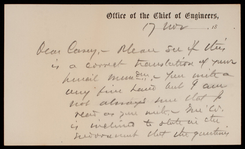 [George H. Elliot] to Thomas Lincoln Casey, November 17 - Digital ...