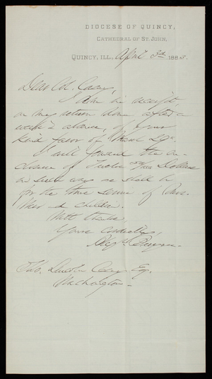 Bishop Burgess to Thomas Lincoln Casey, April 3, 1883 - Digital ...