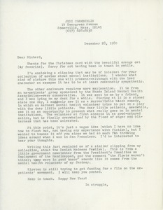 Letter from Judi Chamberlin to Richard Cohen - Digital Commonwealth