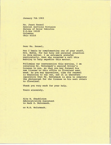 Letter from Rita M. Shackleton to Janet Hansel - Digital Commonwealth