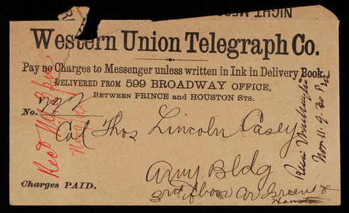 Dr. Frank S. Abbott to Thomas Lincoln Casey, November 9, 1886(1 ...