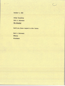 Memorandum from Mark H. McCormack to Arthur Rosenblum - Digital ...