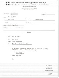 Fax from Laurie Roggenburk to Anne Farrow - Digital Commonwealth