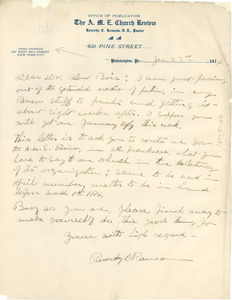 Letter from Reverdy C. Ransom to W. E. B. Du Bois - Digital Commonwealth