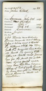 Tewksbury Almshouse Intake Record: Ellard, James - Digital Commonwealth