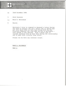 Memorandum from Mark H. McCormack to Rick Isaacson - Digital Commonwealth