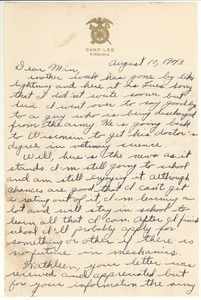 Letter from Robert E. Dillon to Mary Dillon - Digital Commonwealth