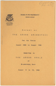 Sigma Pi Phi Grand Boulé report of the Grand Grammateus - Digital ...
