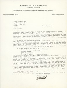 Letter from Sutherland Miller to Judi Chamberlin - Digital Commonwealth