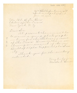 Letter from Martha E. Horner to W. E. B. Du Bois - Digital Commonwealth