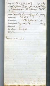 Tewksbury Almshouse Intake Record: Mahar, Thomas - Digital Commonwealth