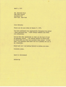 Letter from Mark H. McCormack to Malcolm Bund - Digital Commonwealth