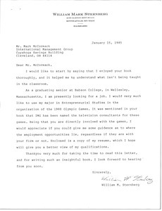 Letter from William M. Sternberg to Mark H. McCormack - Digital ...