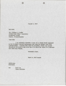 Letter from Mark H. McCormack to William J. Hoelle - Digital Commonwealth