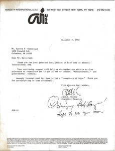 Letter from Amnesty International to Harvey Wasserman - Digital ...