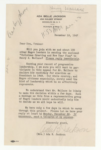 Letter from Ada Belle Jackson to Shirley Graham - Digital Commonwealth