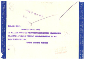 Radiogram from George Padmore to W. E. B. Du Bois - Digital Commonwealth