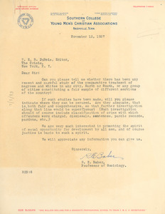 Letter from Ray E Baber to W. E. B. Du Bois - Digital Commonwealth