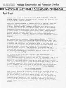 National Natural Landmarks Program Fact Sheet - Digital Commonwealth