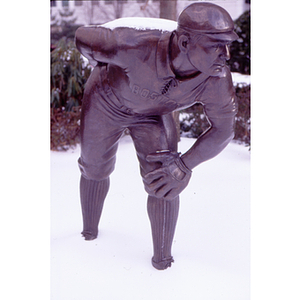 Cy Young statue in winter - Digital Commonwealth