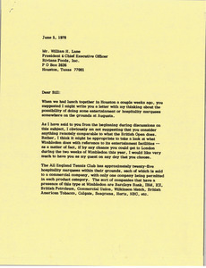 Letter from Mark H. McCormack to William H. Lane - Digital Commonwealth
