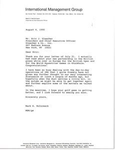 Letter from Mark H. McCormack to Eric J. Gleacher - Digital Commonwealth