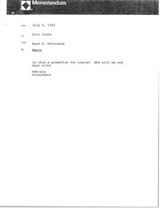 Memorandum from Mark H. McCormack to Eric Jonke - Digital Commonwealth
