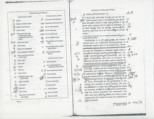 Proofreader's marks and example of marked proof - Digital Commonwealth