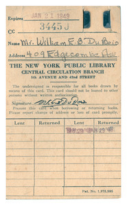 New York Public Library card - Digital Commonwealth